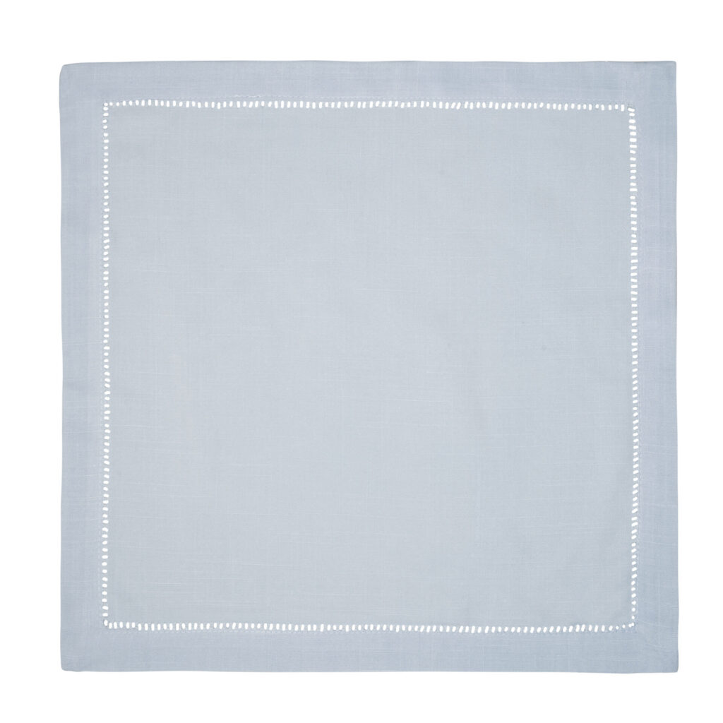 Light Blue Classic Hemstitched Napkin - ELEGANT EDGE