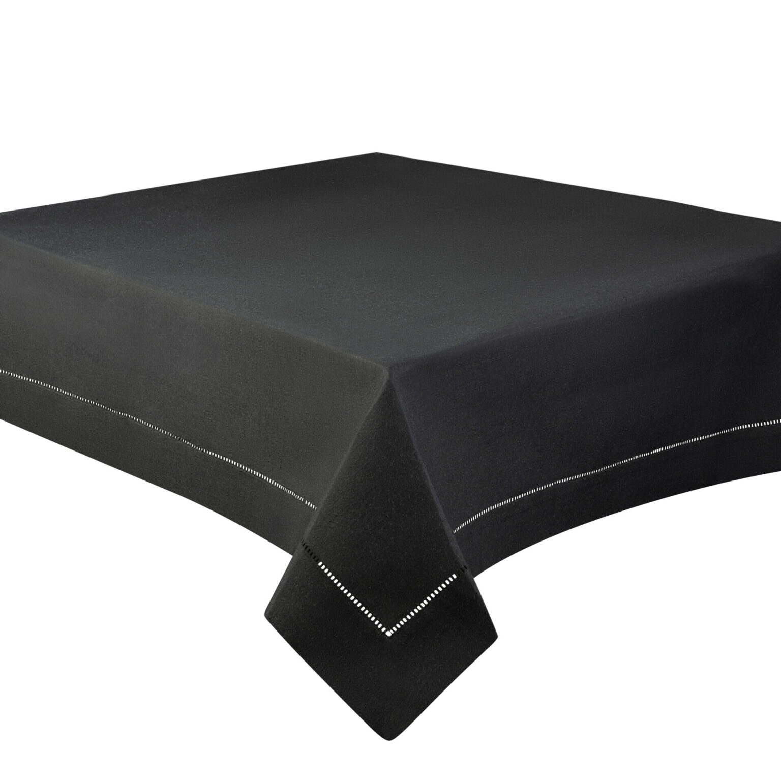 Starched Topper - Black Hemstitched - ELEGANT EDGE